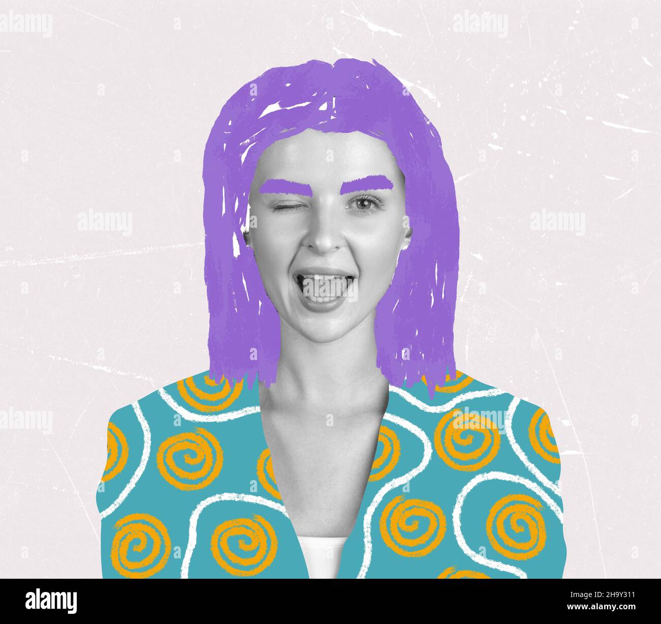 Contemporary artwork. Creative picture. Inspiration, idea, trendy urban ...