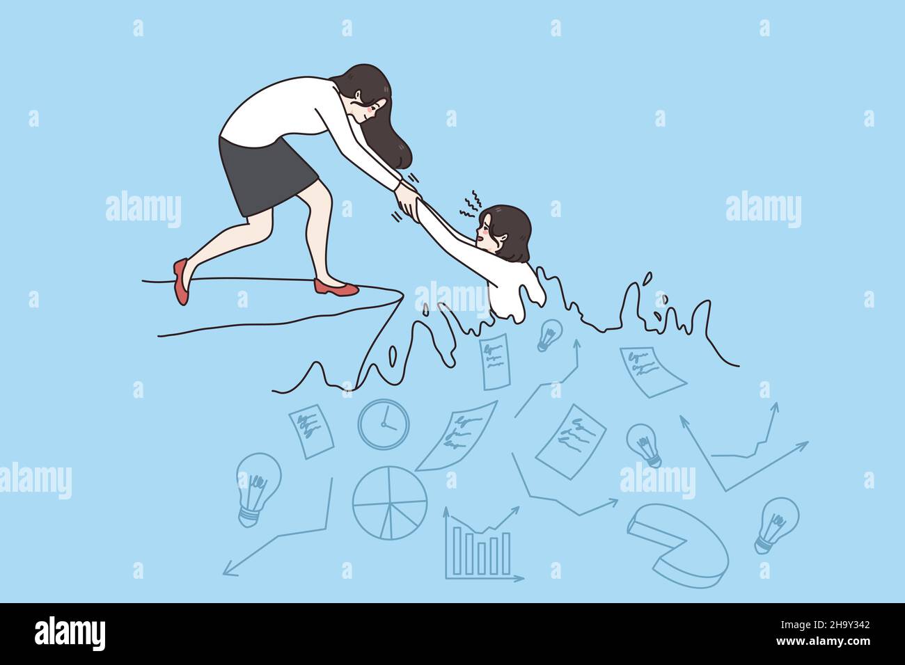 Businesswoman help female colleague come out of work crisis. Woman ...