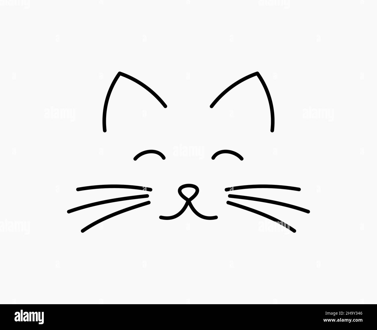 Cute cat face line icon. Vector illustration Stock Vector Image & Art ...
