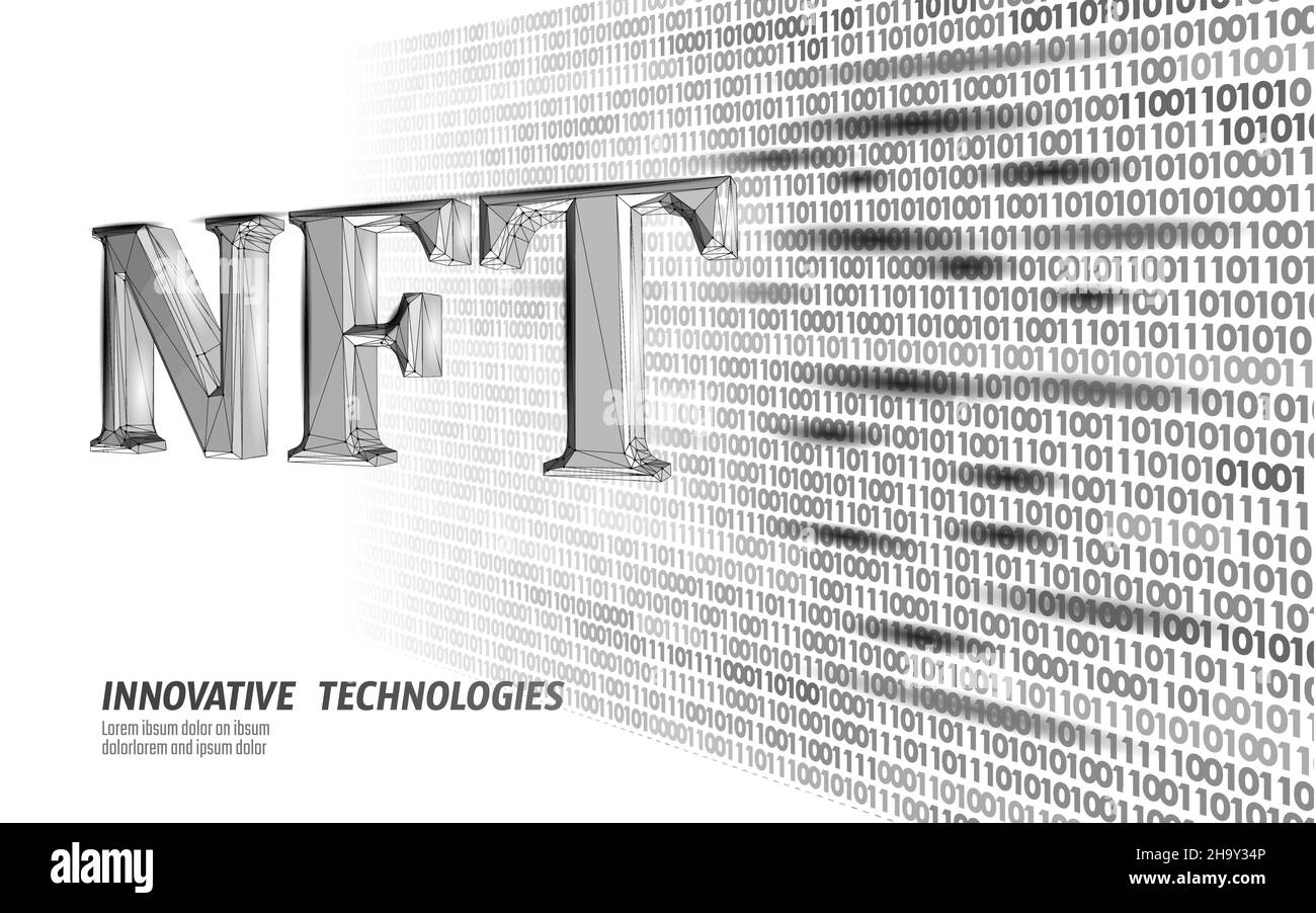 3D NFT Non Fungible unique cryptocurrency. Blockchain art crypto ...