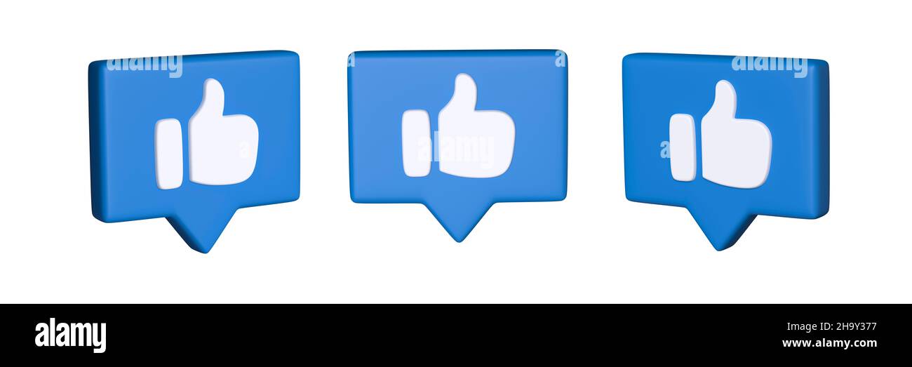 Set of "like" icons isolated on a white background. 3d image Stock ...