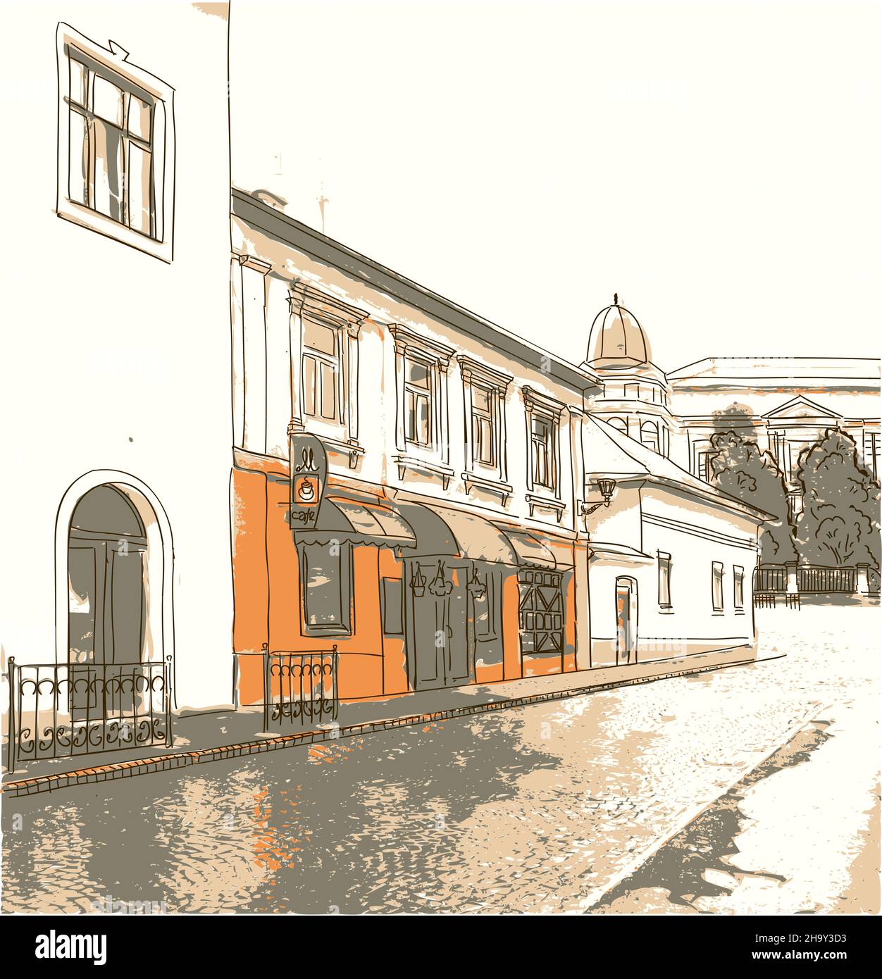 Medieval street tower in Stock Vector Images - Alamy