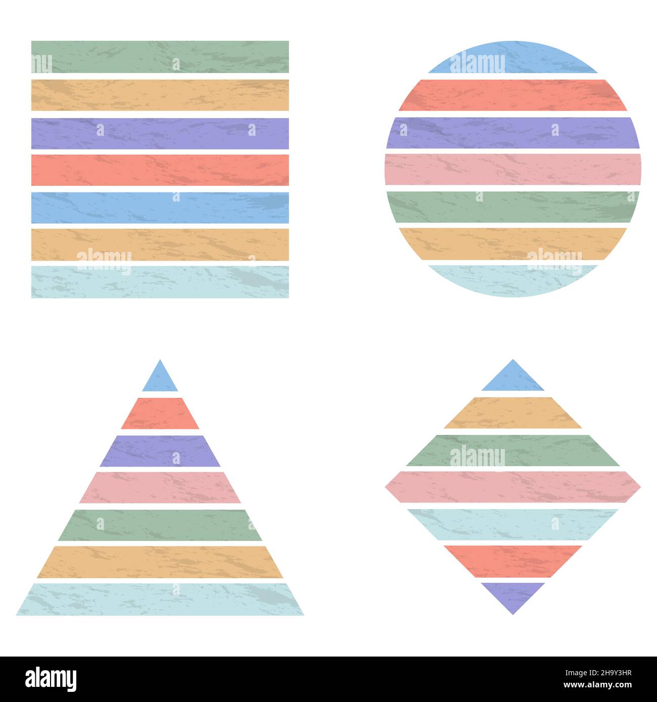 Striped colored backgrounds in shapes set Stock Vector Image & Art - Alamy