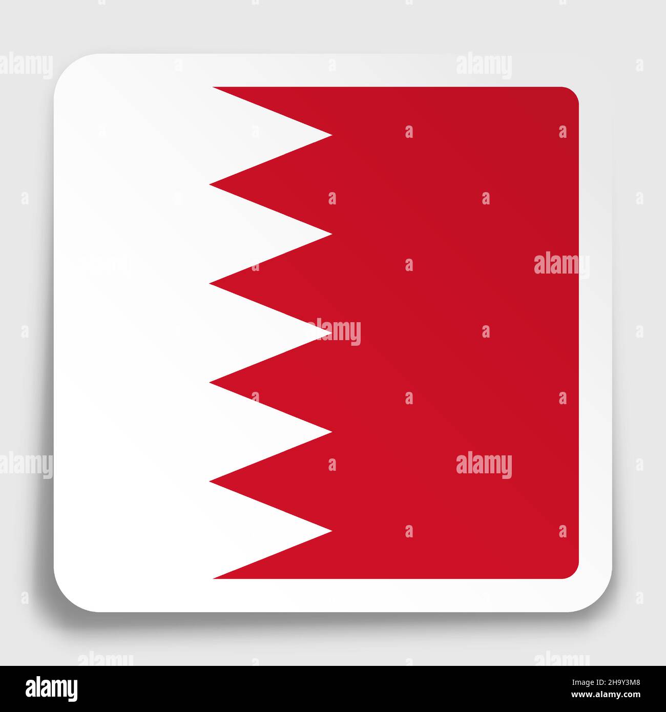 Bahrain flag icon on paper square sticker with shadow. Button for ...