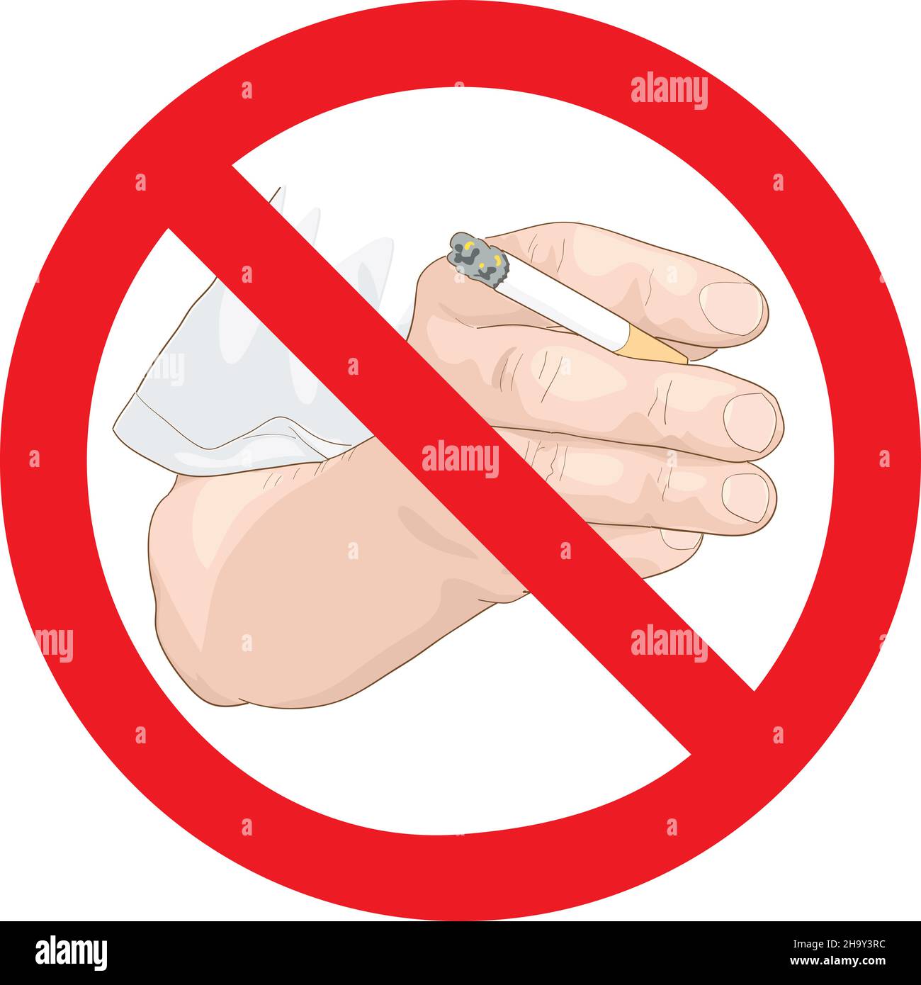 Stop smoking sign. Hand with a cigarette. Vector illustration Stock ...