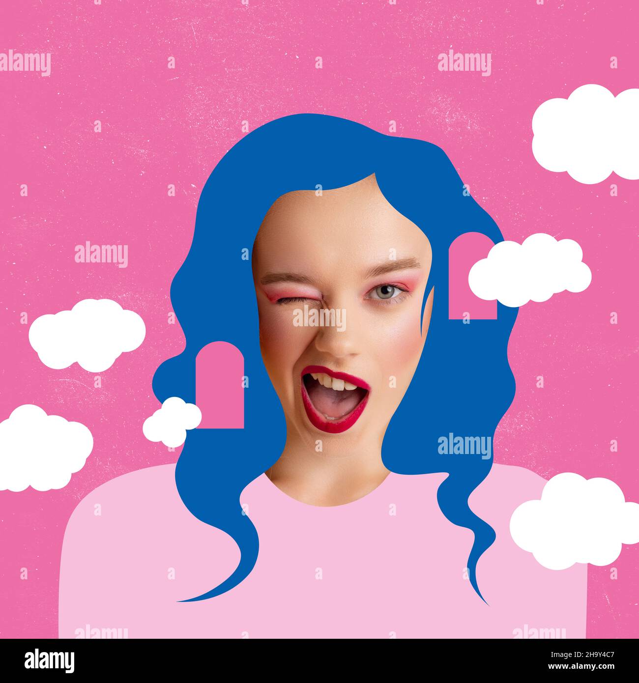 Contemporary artwork. Creative picture. Inspiration, idea, trendy urban ...