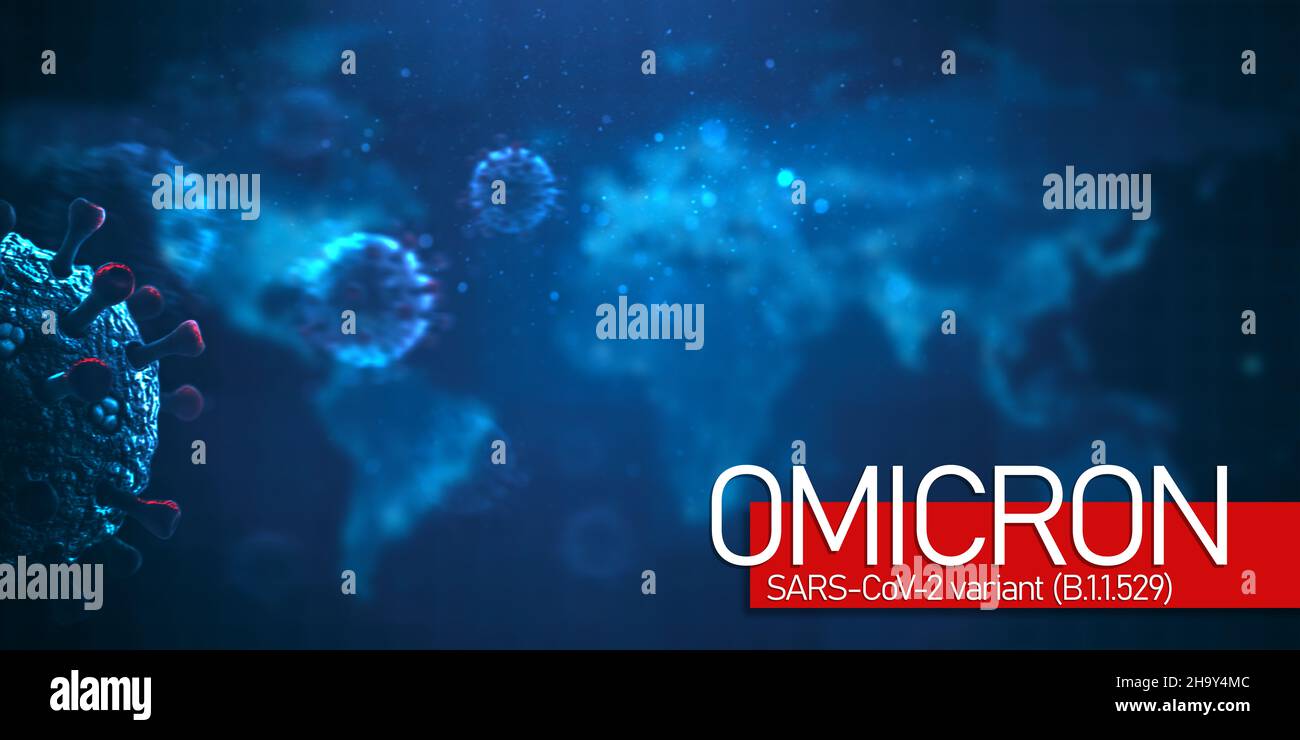 Omicron COVID-19 variant on world map. Pandemic concept. Background ...