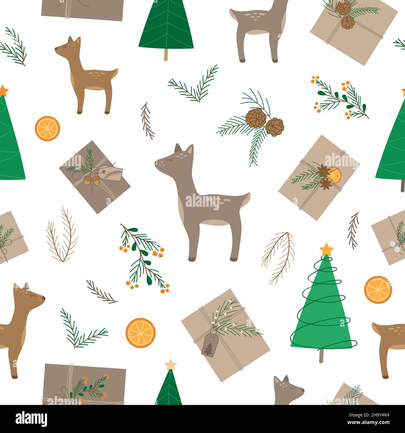 Forest cute christmas vector icon seamless pattern Stock Vector Image ...