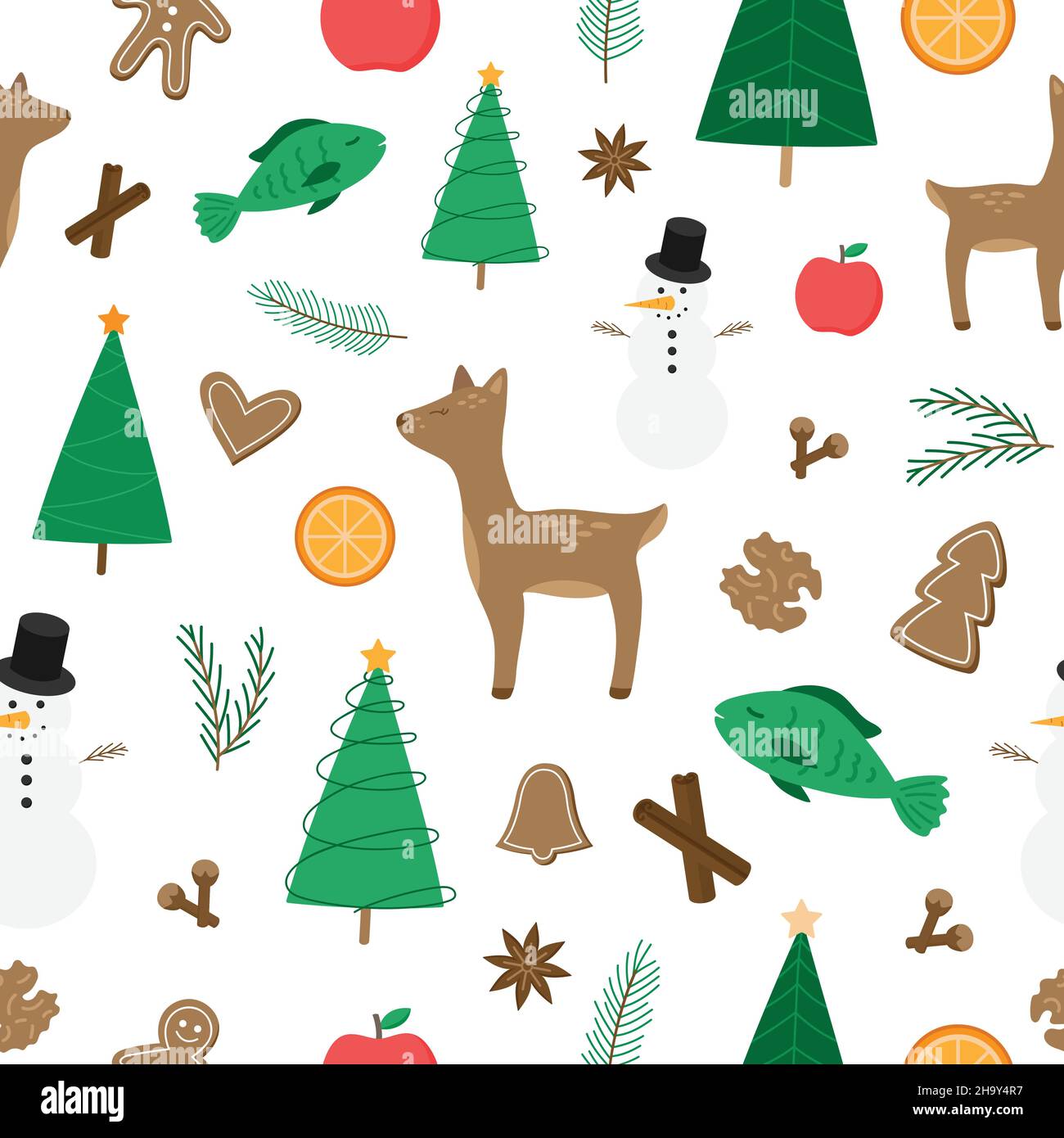 Christmas season cute vector icon seamless pattern Stock Vector Image ...
