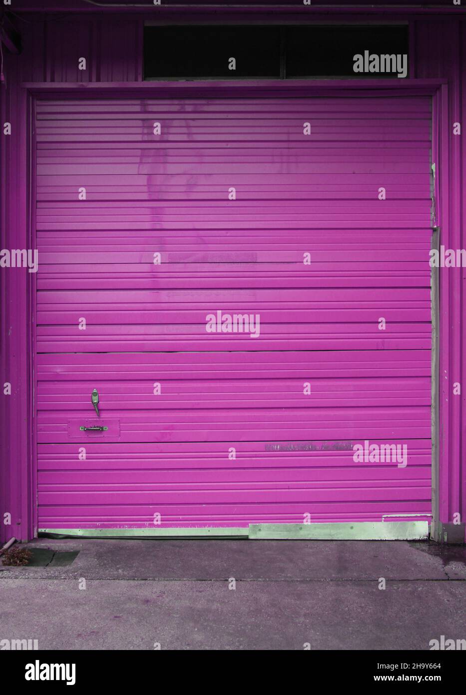 Garage Door on Warehouse and Regular Door Industrial Background Stock ...