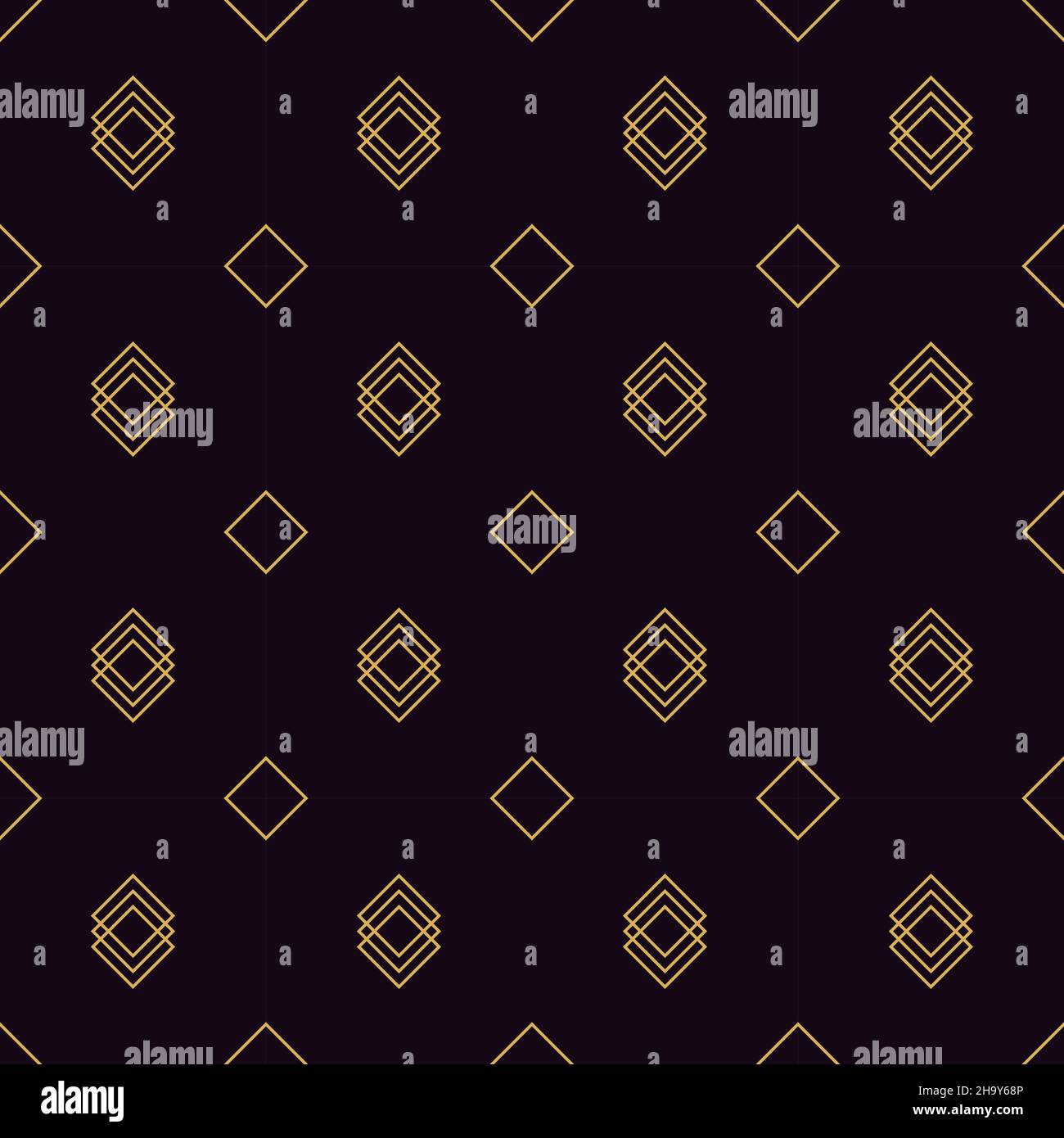 Gold squares geometric seamless pattern on dark purple background ...