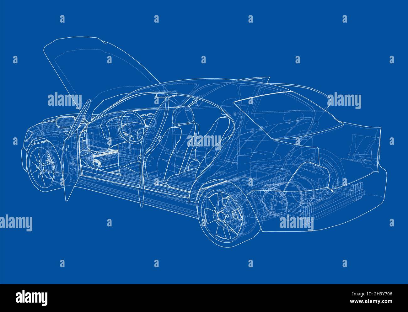 Electric Car With Chassis. 3d illustration Stock Photo - Alamy