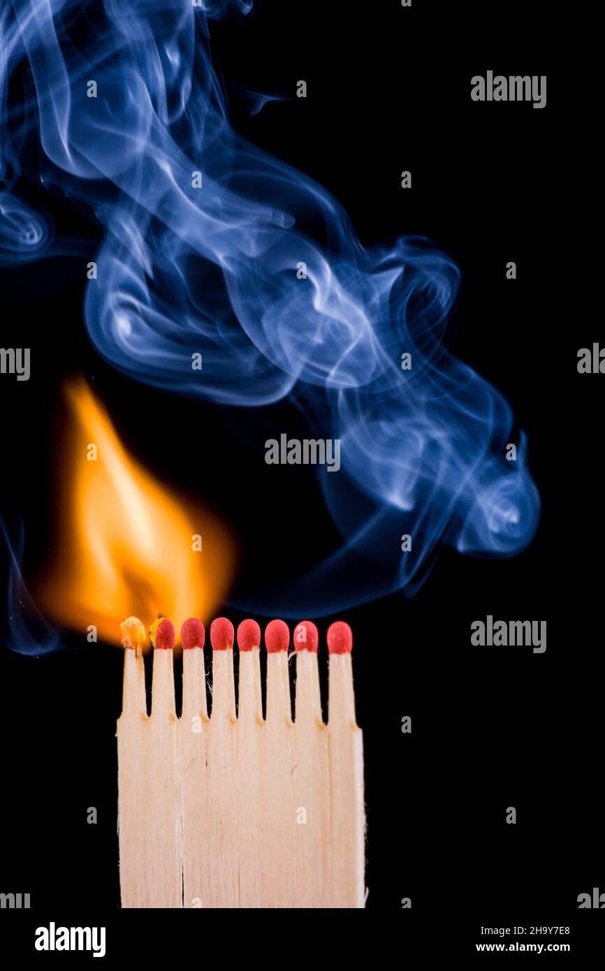 match, domino, matchstick, fire, matches, spread, infect, smoke ...