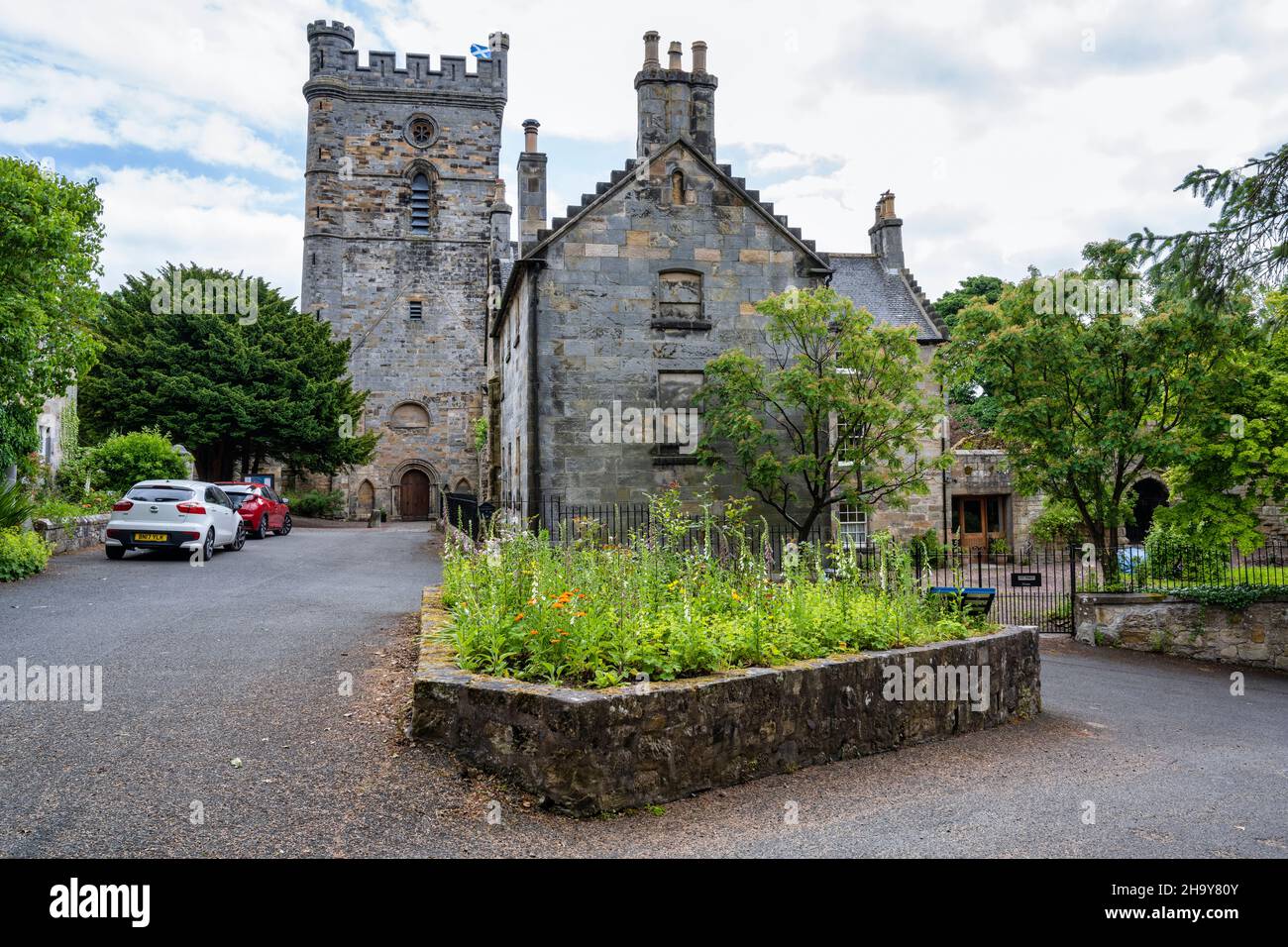The Manse and Tower of Culross Abbey Church in village of Culross in ...