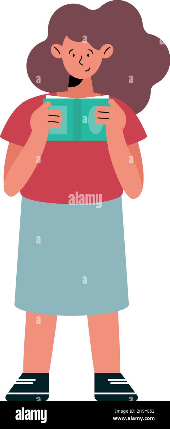 little girl reading book character Stock Vector Image & Art - Alamy