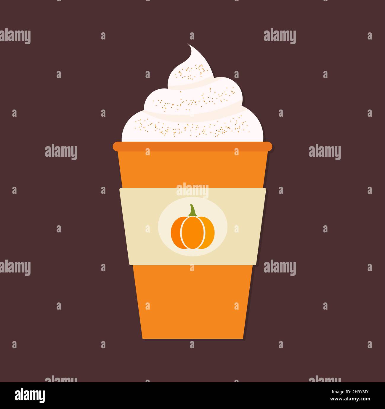 Pumpkin spice latte, autumn coffee in orange paper cup. Vector ...