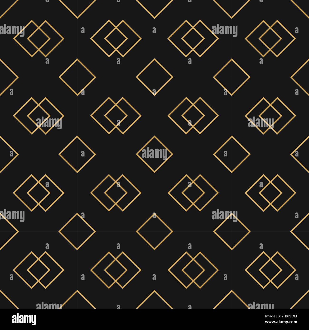 Gold squares geometric seamless pattern on black background. Vector ...