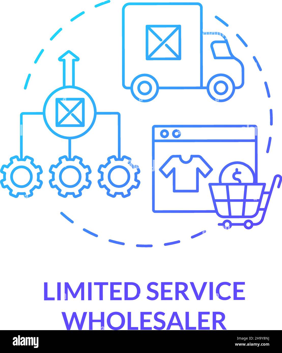 Limited service wholesaler blue gradient concept icon Stock Vector ...
