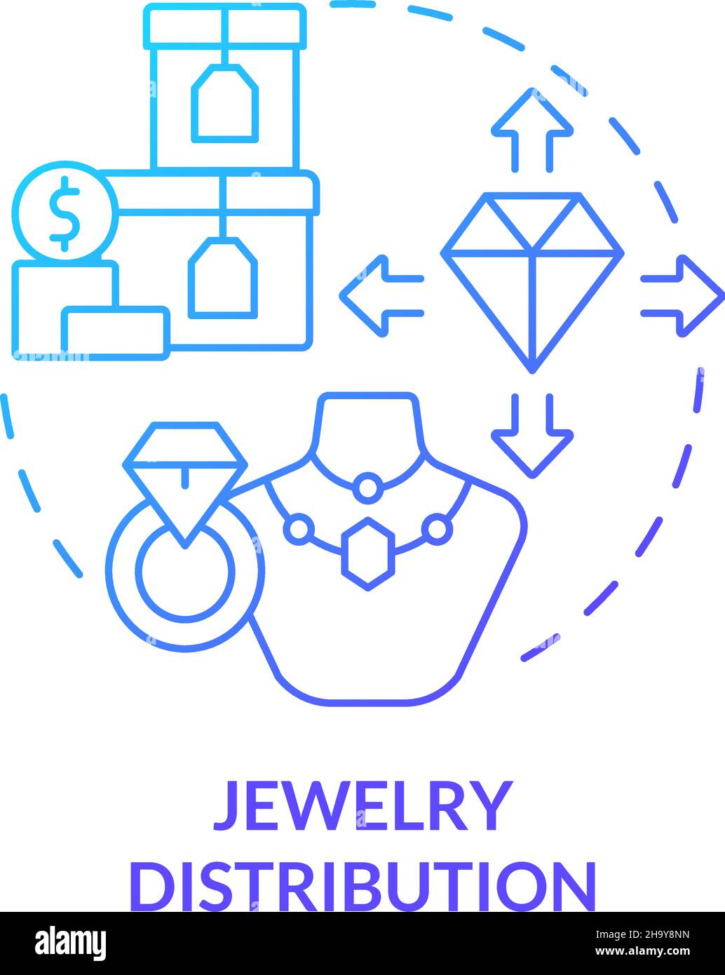 Jewelry distribution blue gradient concept icon Stock Vector Image ...
