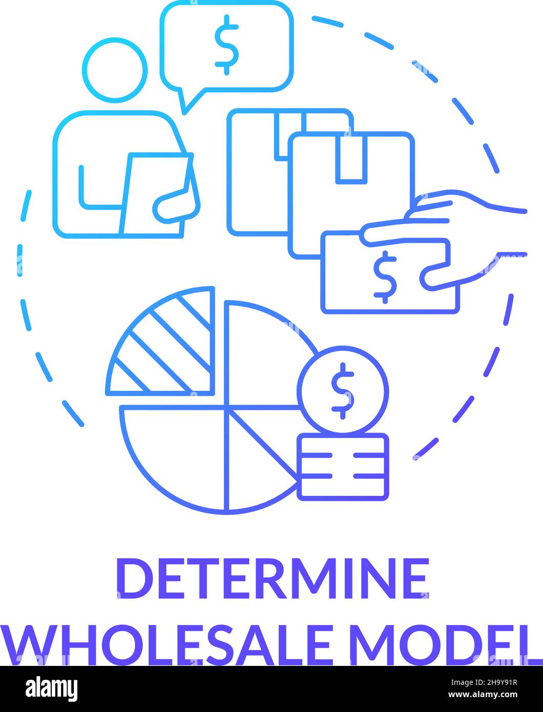 Determine wholesale model blue gradient concept icon Stock Vector Image ...