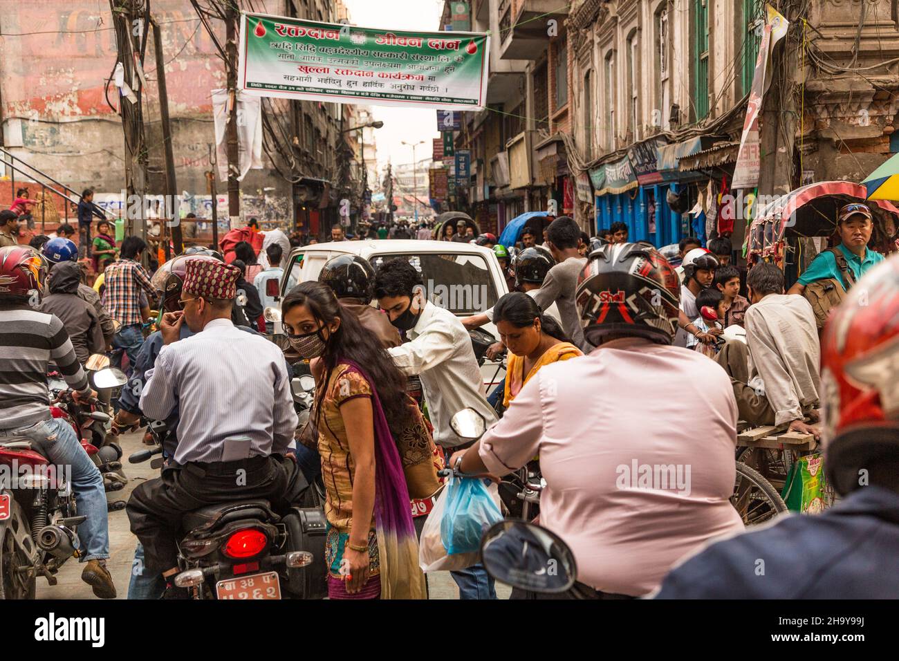 A traffic jam on a street in Kathmandu, Nepal Stock Photo - Alamy