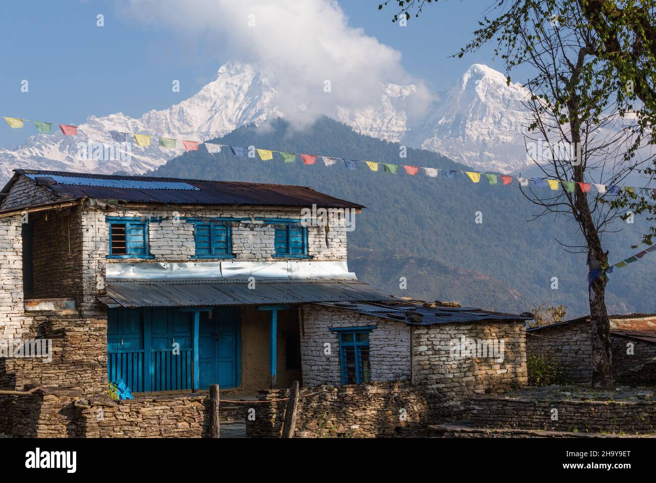 A traditional Nepalese farm house in the Himalayan foothill village of ...