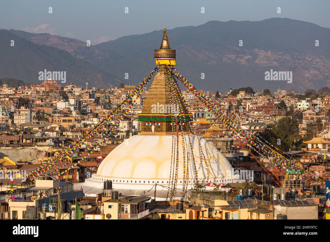 The Tibetan-style Boudhanath Stupa in the Boudha section of the city of ...