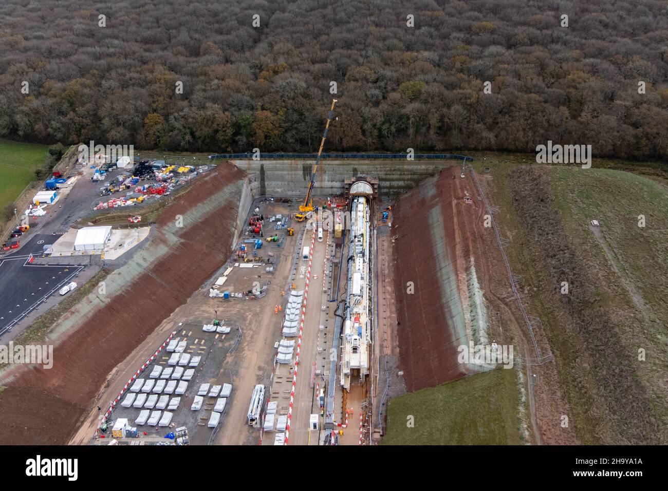 Construction work being carried out for the HS2 line at Long Itchington ...
