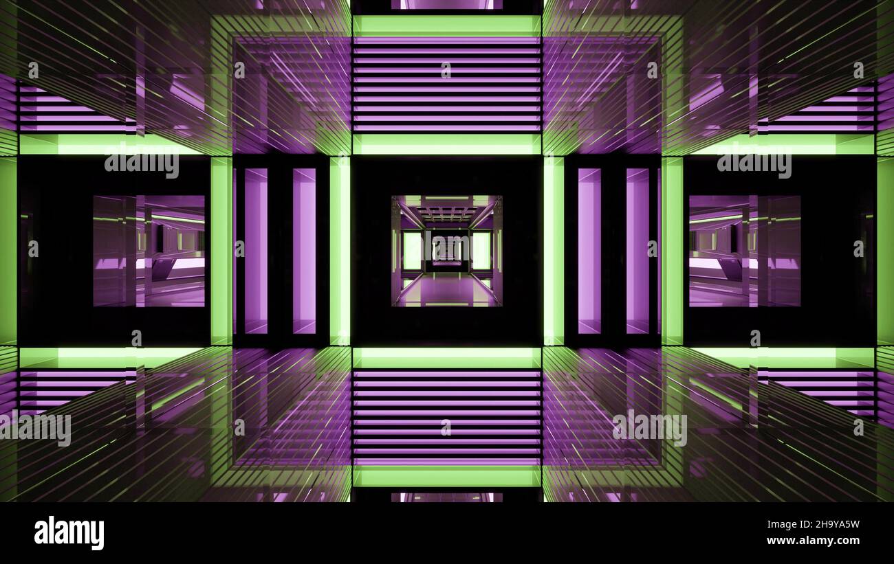 3D illustration of 4K geometric tunnel Stock Photo - Alamy
