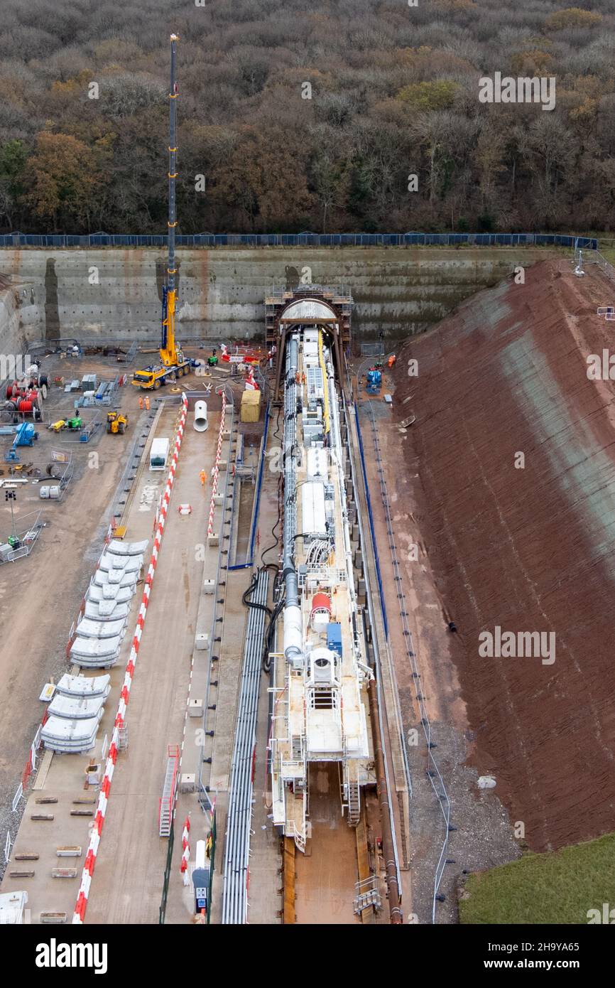 Construction work being carried out for the HS2 line at Long Itchington ...