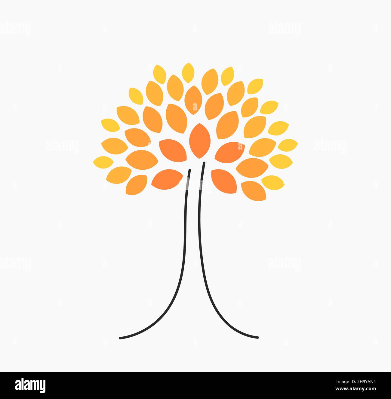 Autumn tree, orange leaves. Fall season. Vector illustration Stock ...