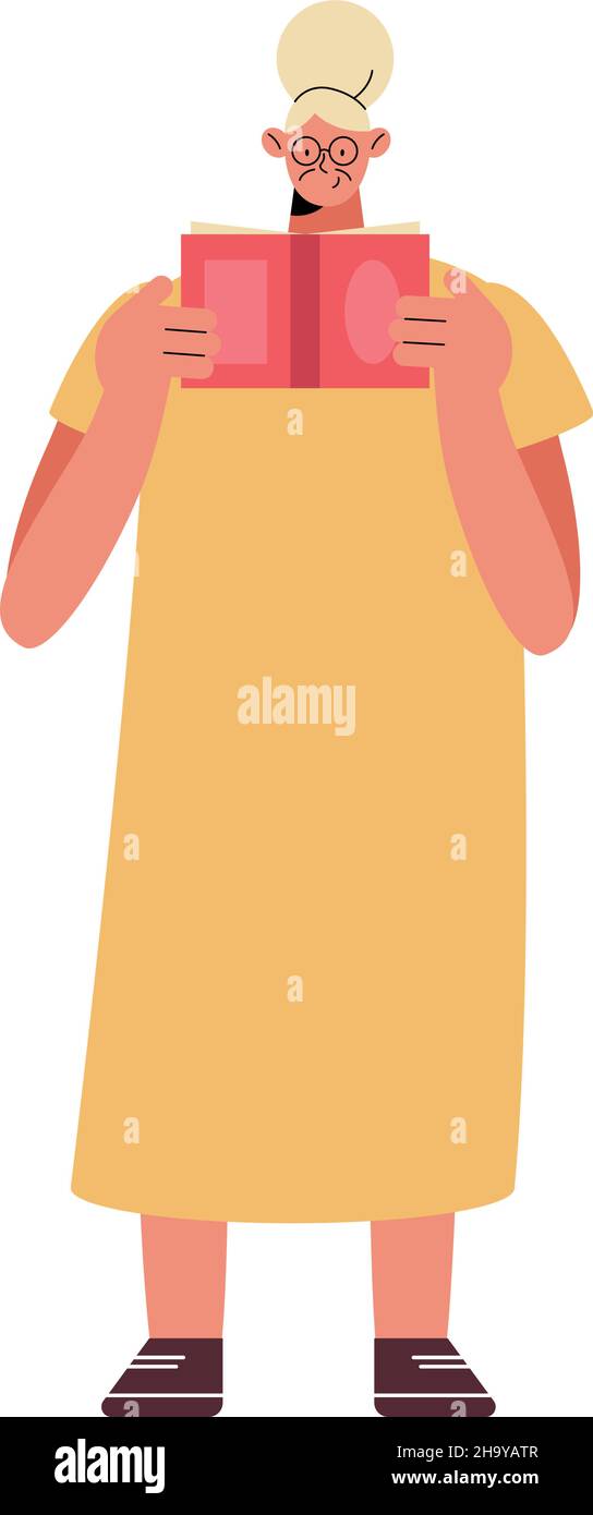 grandmother reading book standing character Stock Vector Image & Art ...