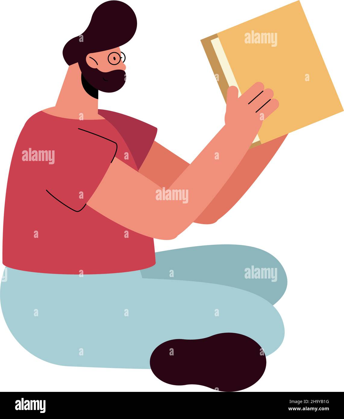man seated reading book character Stock Vector Image & Art - Alamy