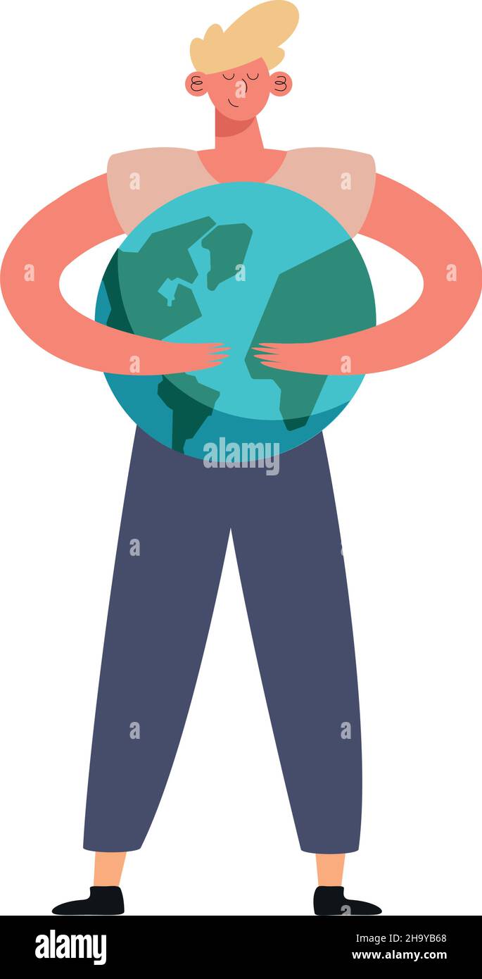 male ecologist lifting earth character Stock Vector Image & Art - Alamy