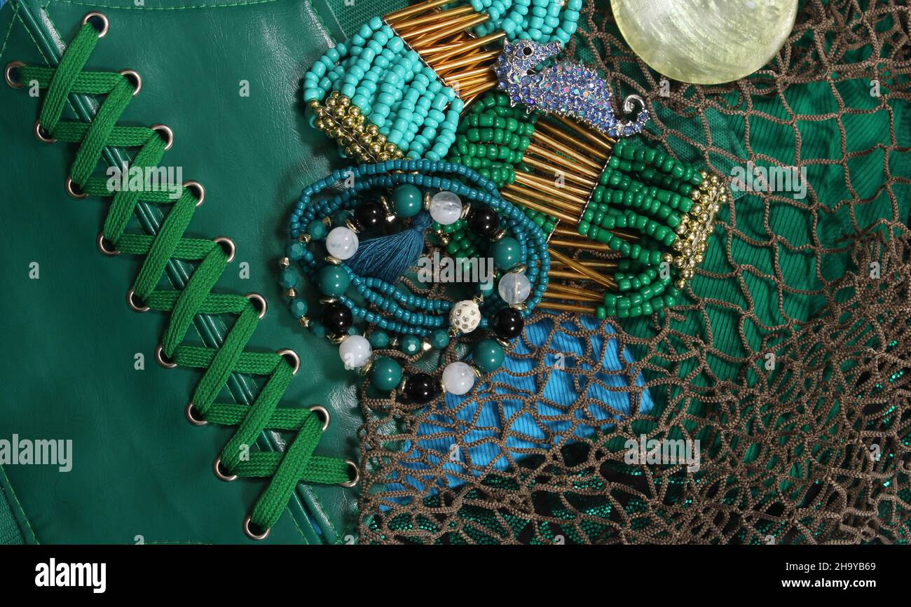 Mermaid Fashion With Jewelry and Fishing Net Stock Photo - Alamy