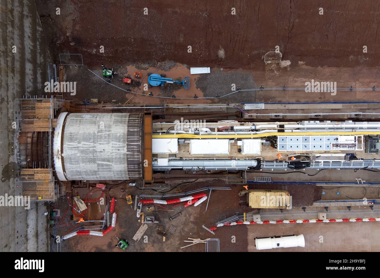 Construction work being carried out for the HS2 line at Long Itchington ...