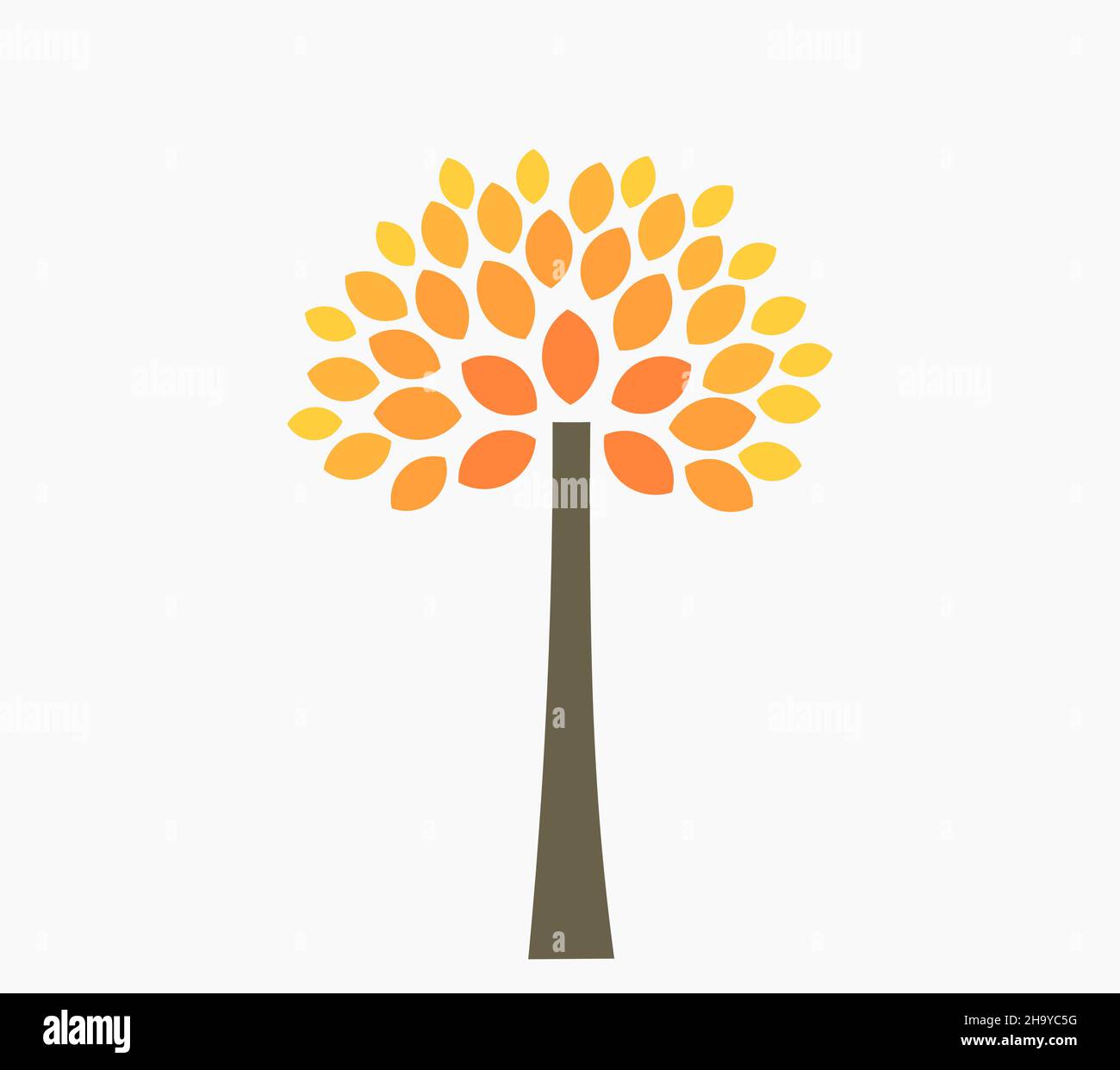 Autumn tree with orange leaves. Vector illustration Stock Vector Image ...