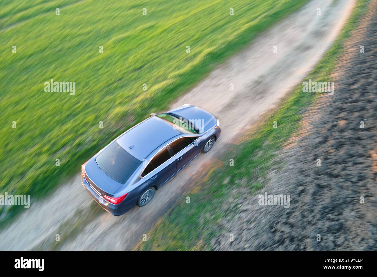 Aerial view sedan car driving hi-res stock photography and images - Alamy