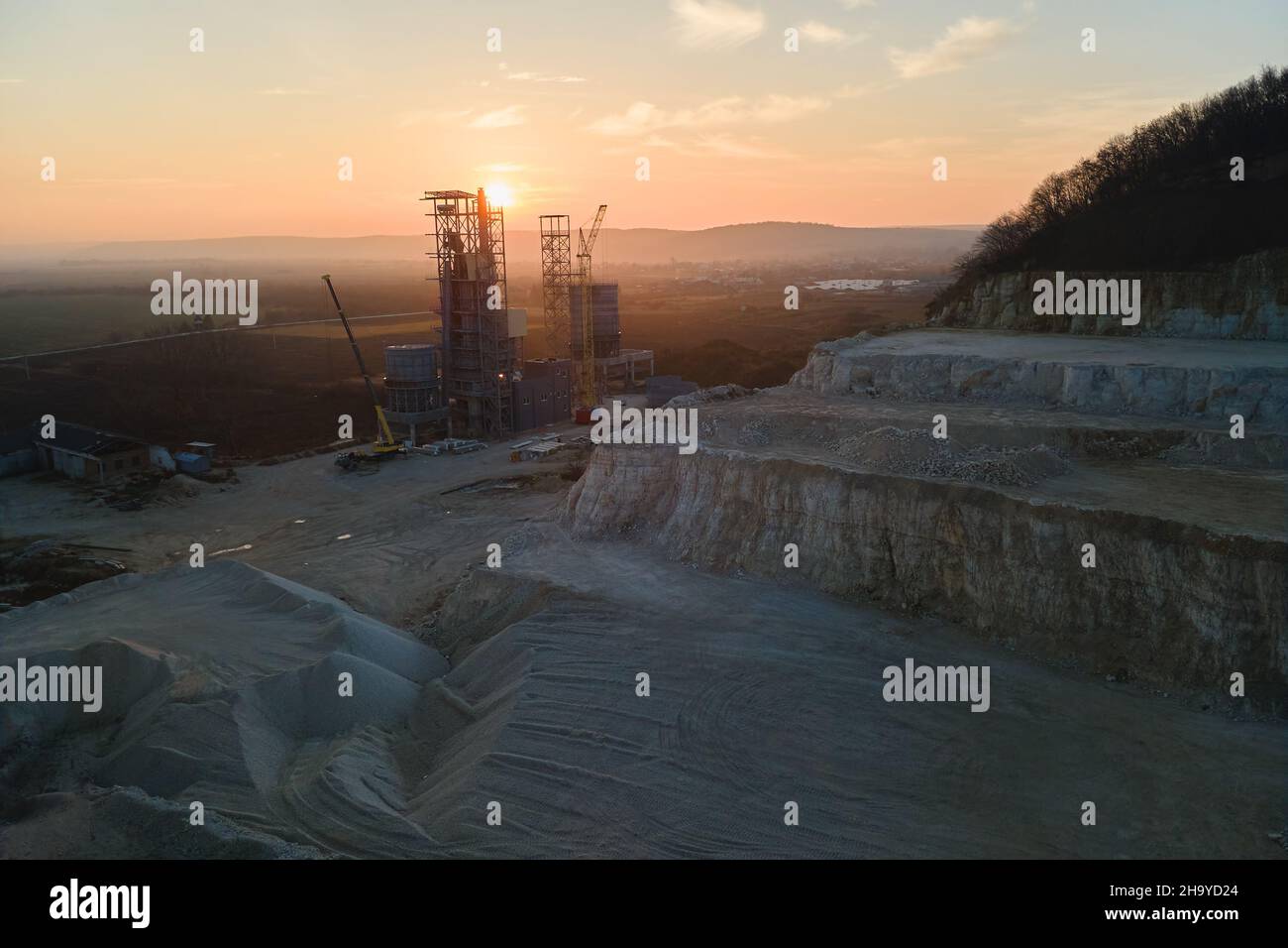 Cement factory at open pit mining of construction sand stone materials ...