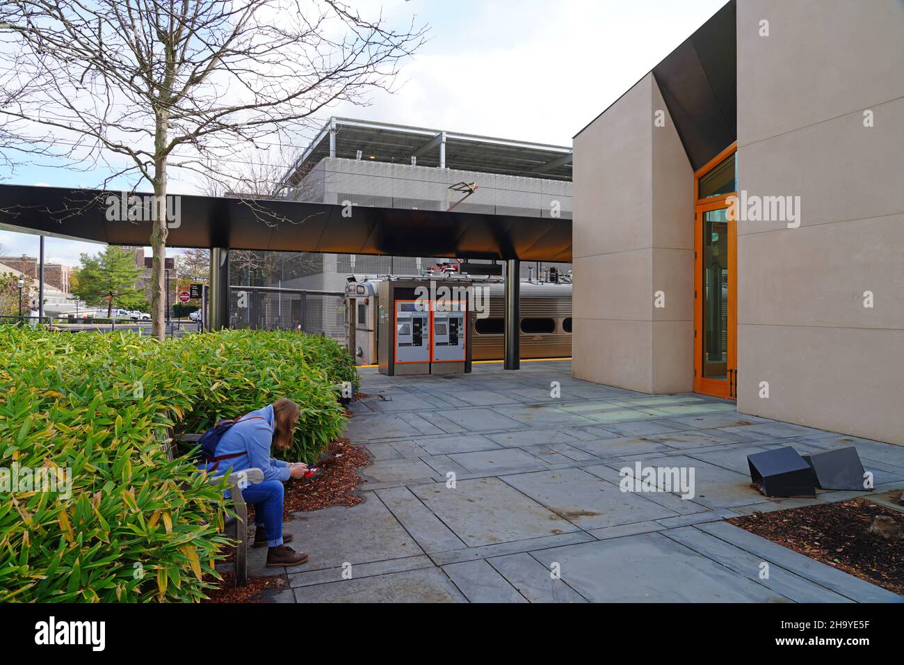 PRINCETON, NJ -31 OCT 2021- The Princeton train station on the campus ...
