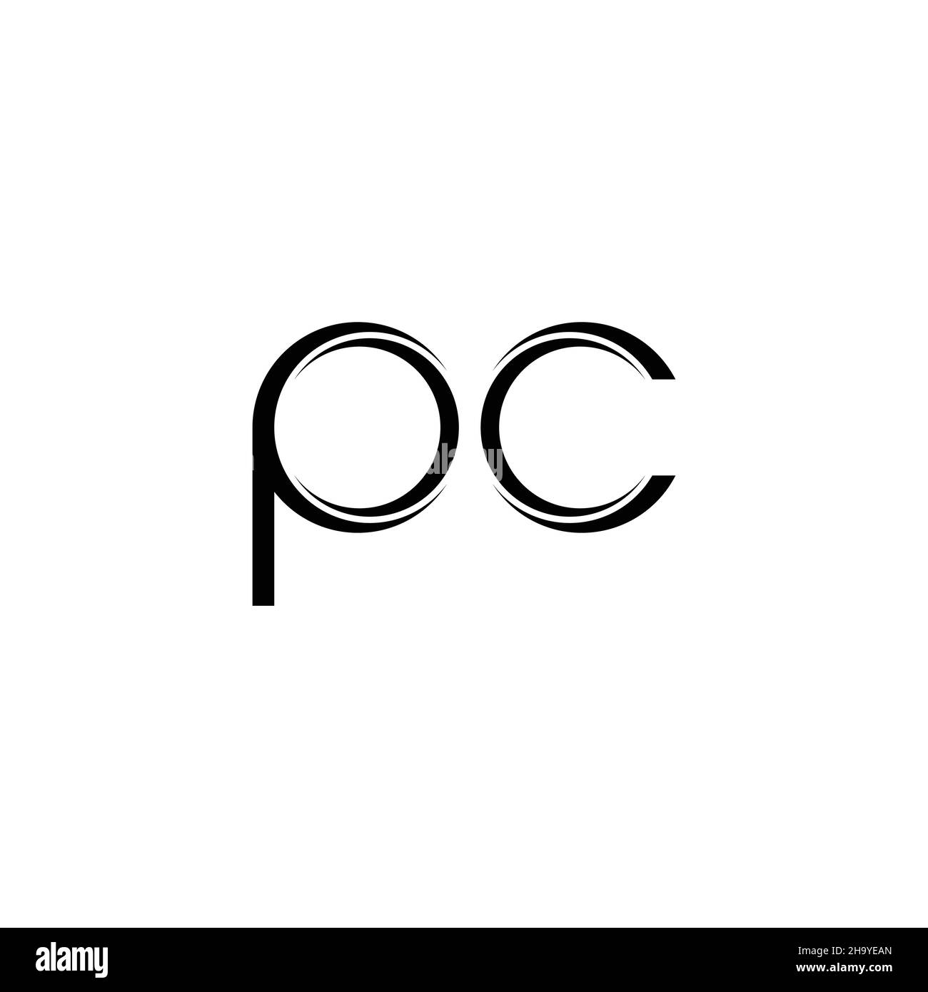 PC Logo monogram with slice rounded modern design template isolated on ...