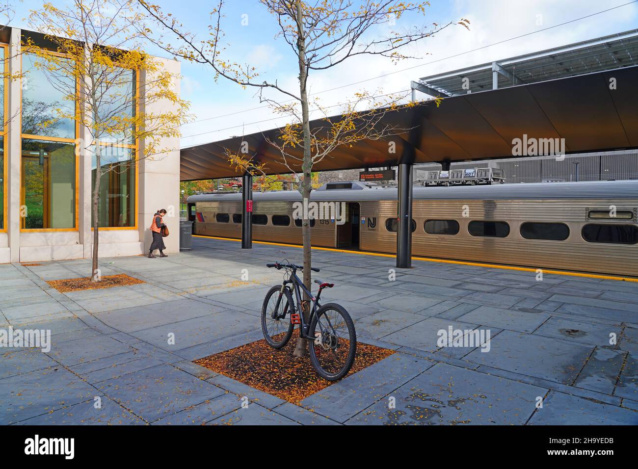 PRINCETON, NJ -31 OCT 2021- The Princeton train station on the campus ...