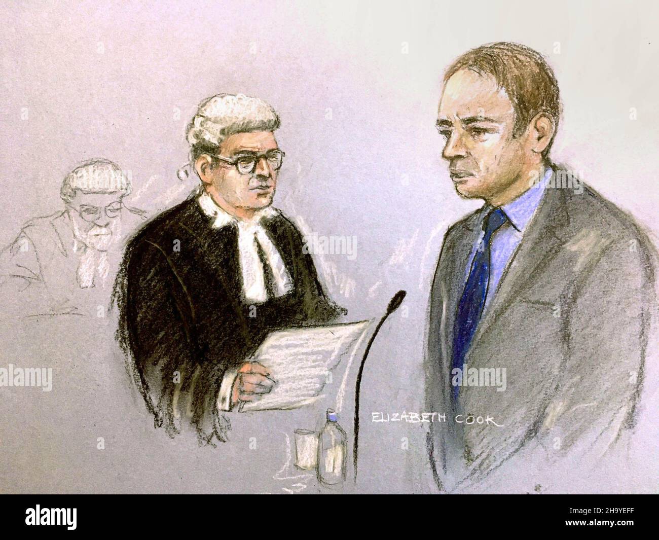 Court artist sketch by Elizabeth Cook of Thomas Schreiber (right) with ...