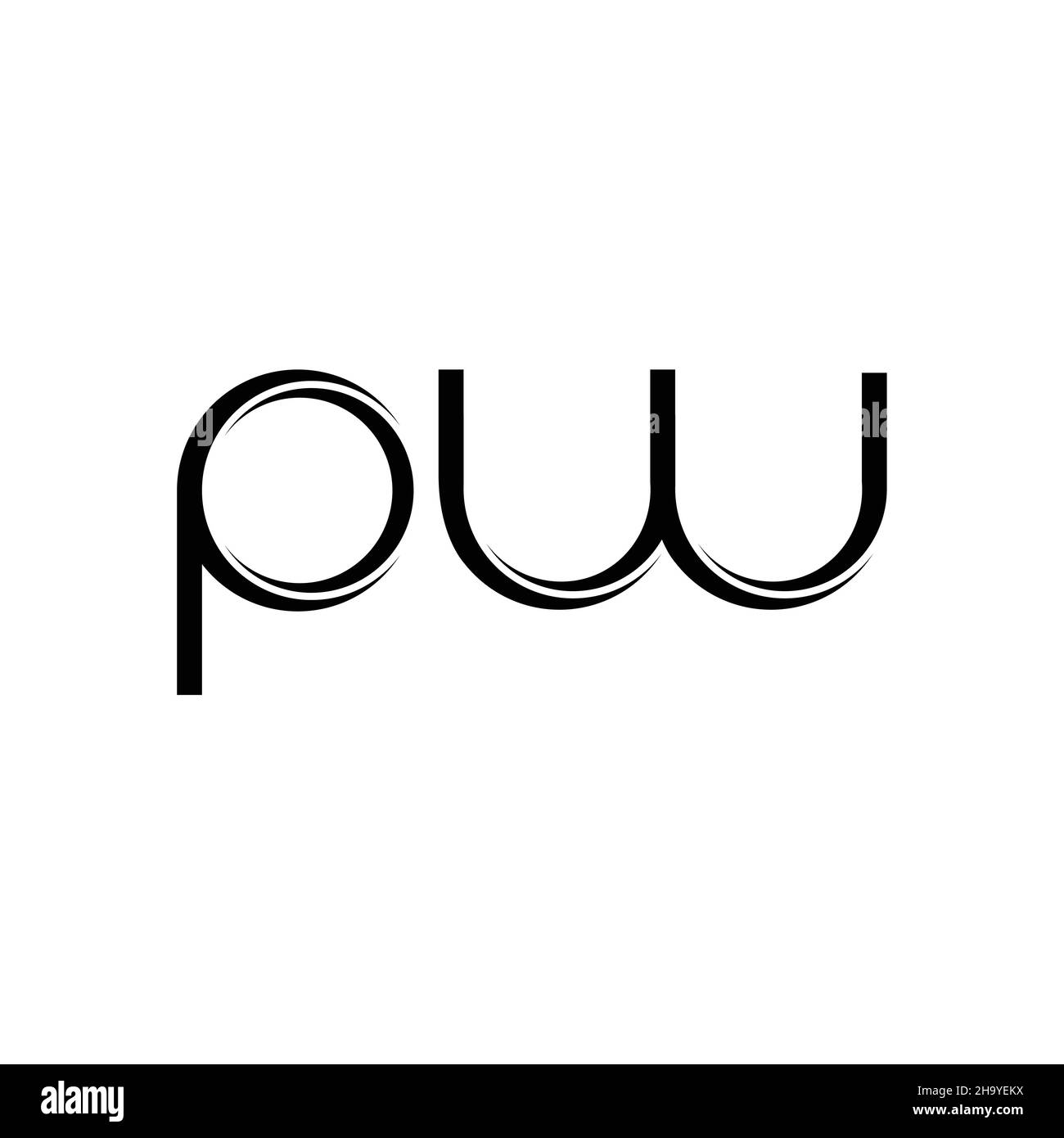 PW Logo monogram with slice rounded modern design template isolated on ...