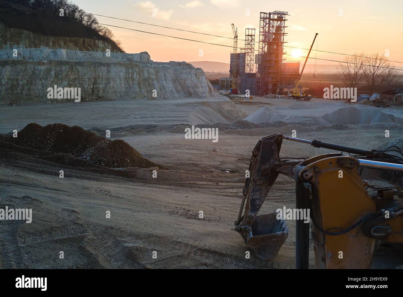 Open pit mining site of construction sand stone materials with ...