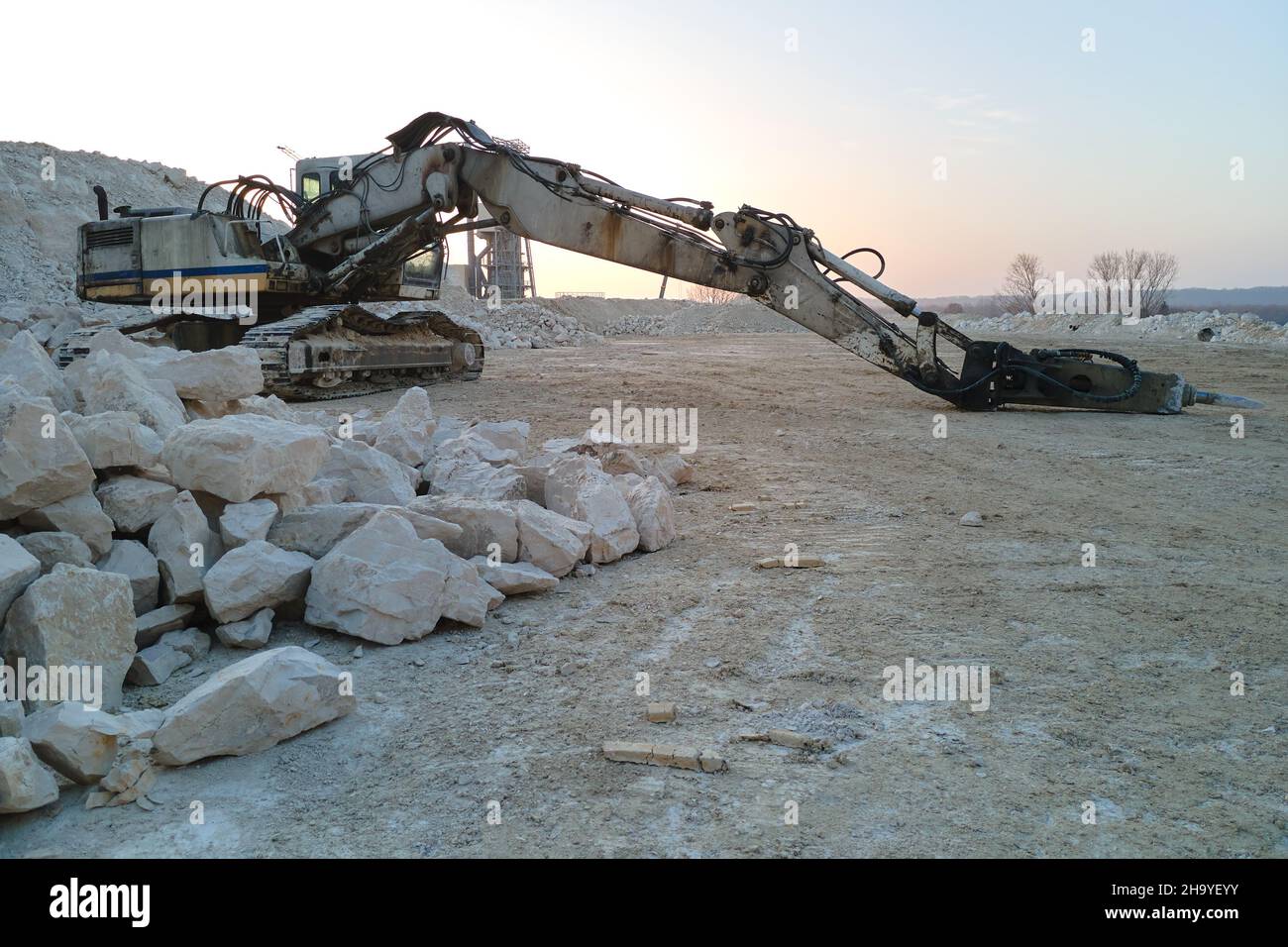 Open pit mining site of construction sand stone materials with ...