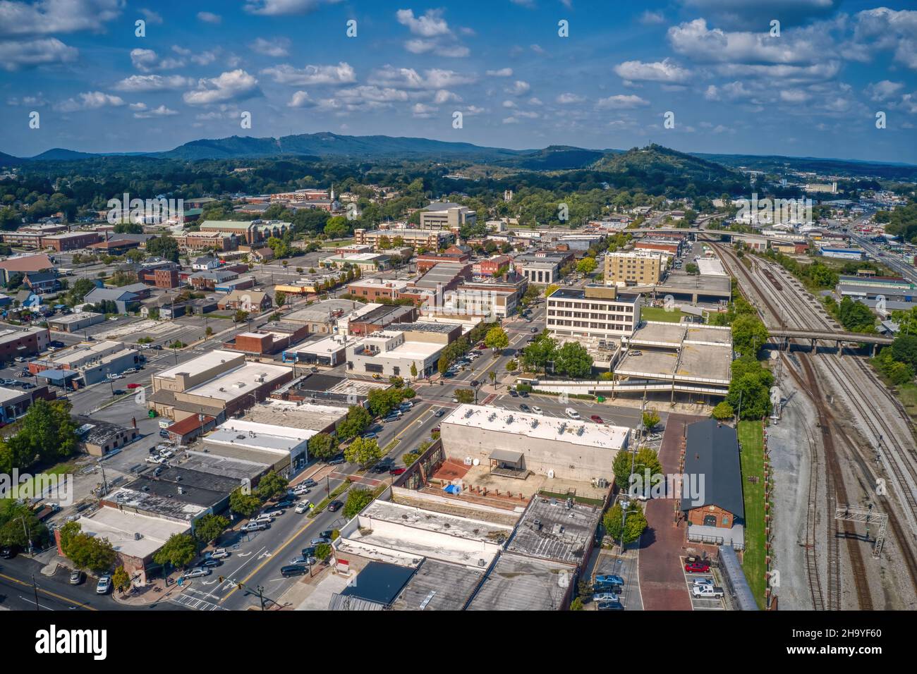 Aerial shot of Downtown of Dalton in Georgia during summer Stock Photo ...