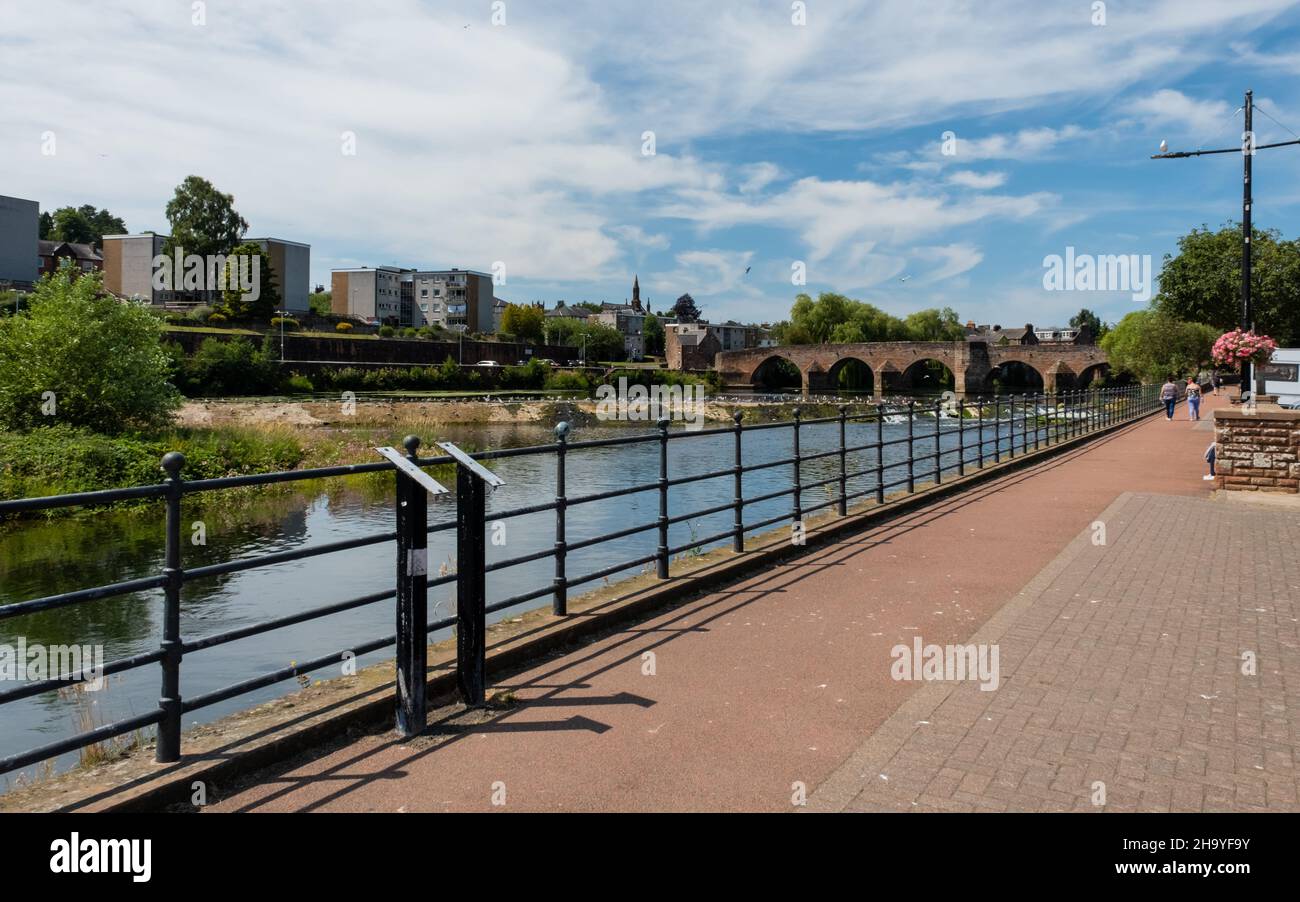 The River Nith at the White Sands in Dumfries, during a summers day in ...