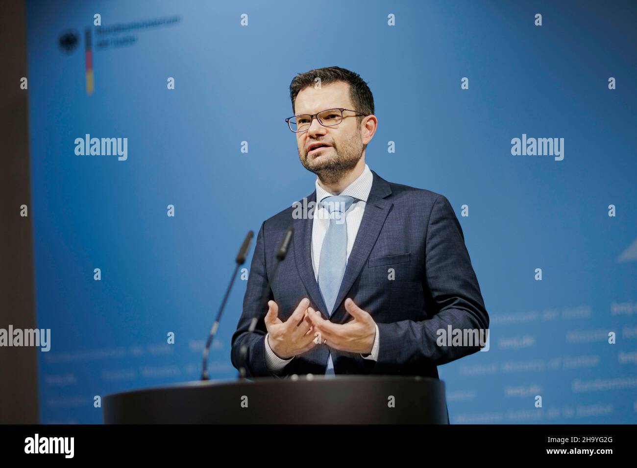 Marco Buschmann, Federal Minister of Justice, gives a statement at the ...