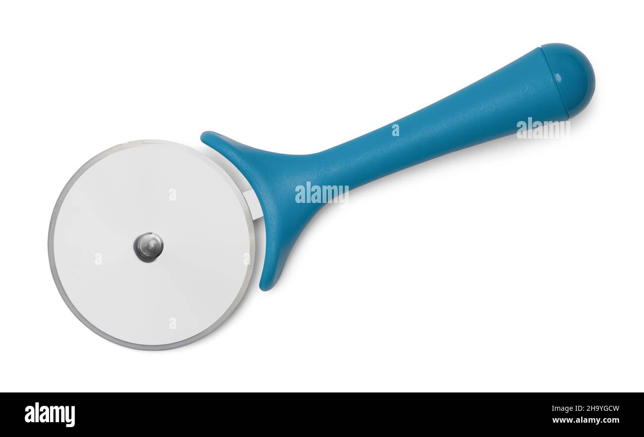 Pizza Cutter with Blue Handle Cut Out on White Background Stock Photo ...